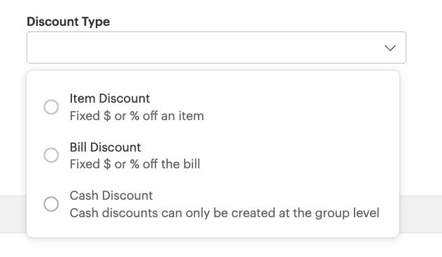 Menu Management: Discounts