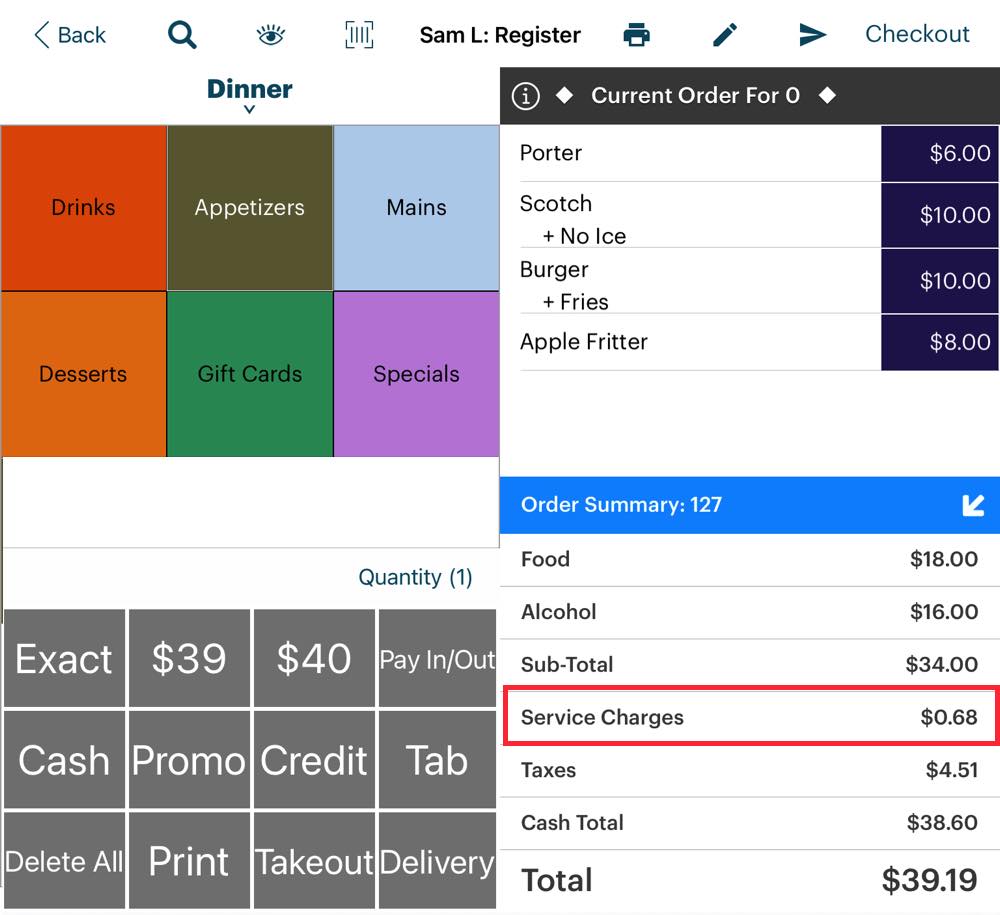 Managing Service Charges at Checkout