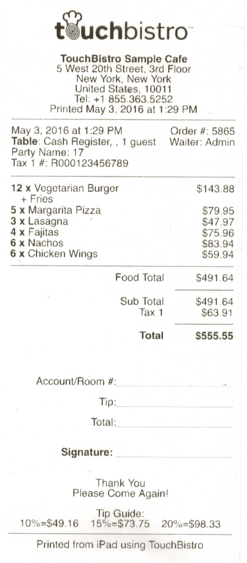 What Do Kitchen Tickets and Receipts Look Like When Printed?