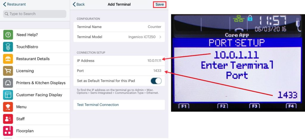 How to Set Up a Chase Merchant Services iCT250 PINpad in TouchBistro