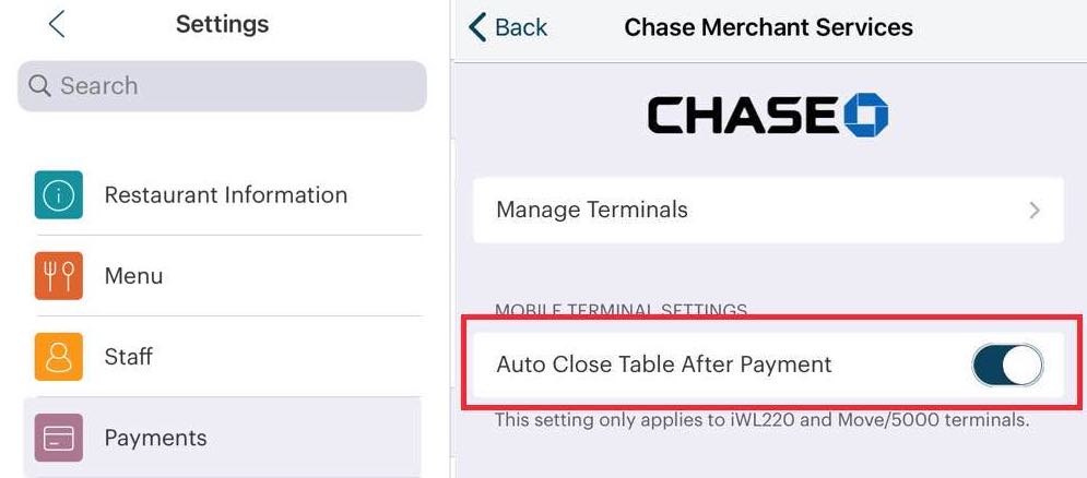 Step 2: How to Set up the Chase Move/5000 in TouchBistro