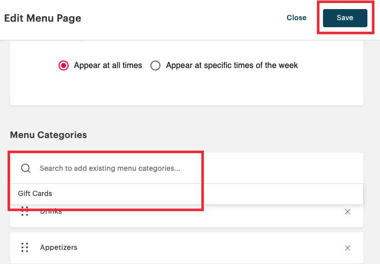 How to Add Gift Cards to Your Menu via Cloud
