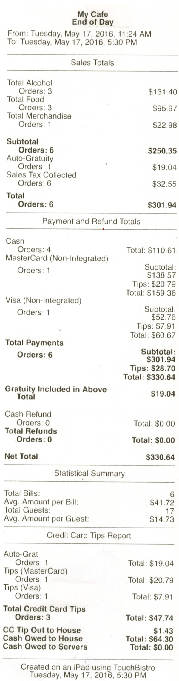 What Do Kitchen Tickets and Receipts Look Like When Printed?