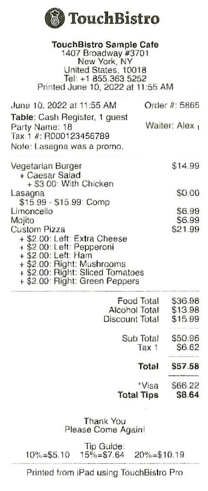 What Do Kitchen Tickets and Receipts Look Like When Printed?