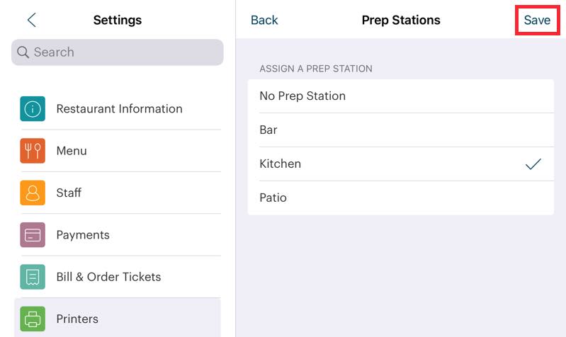 Menu Management: Prep Stations