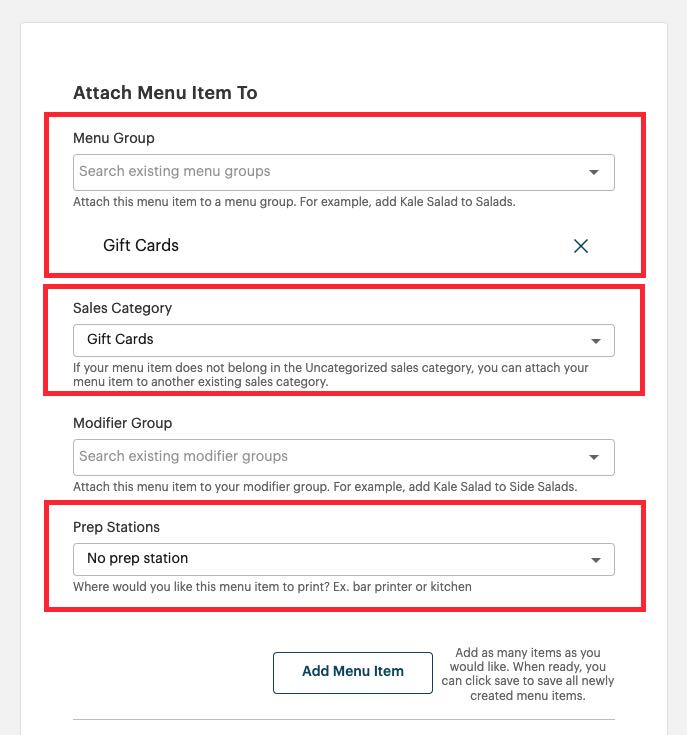 How to Add Gift Cards to Your Menu via Menu Management