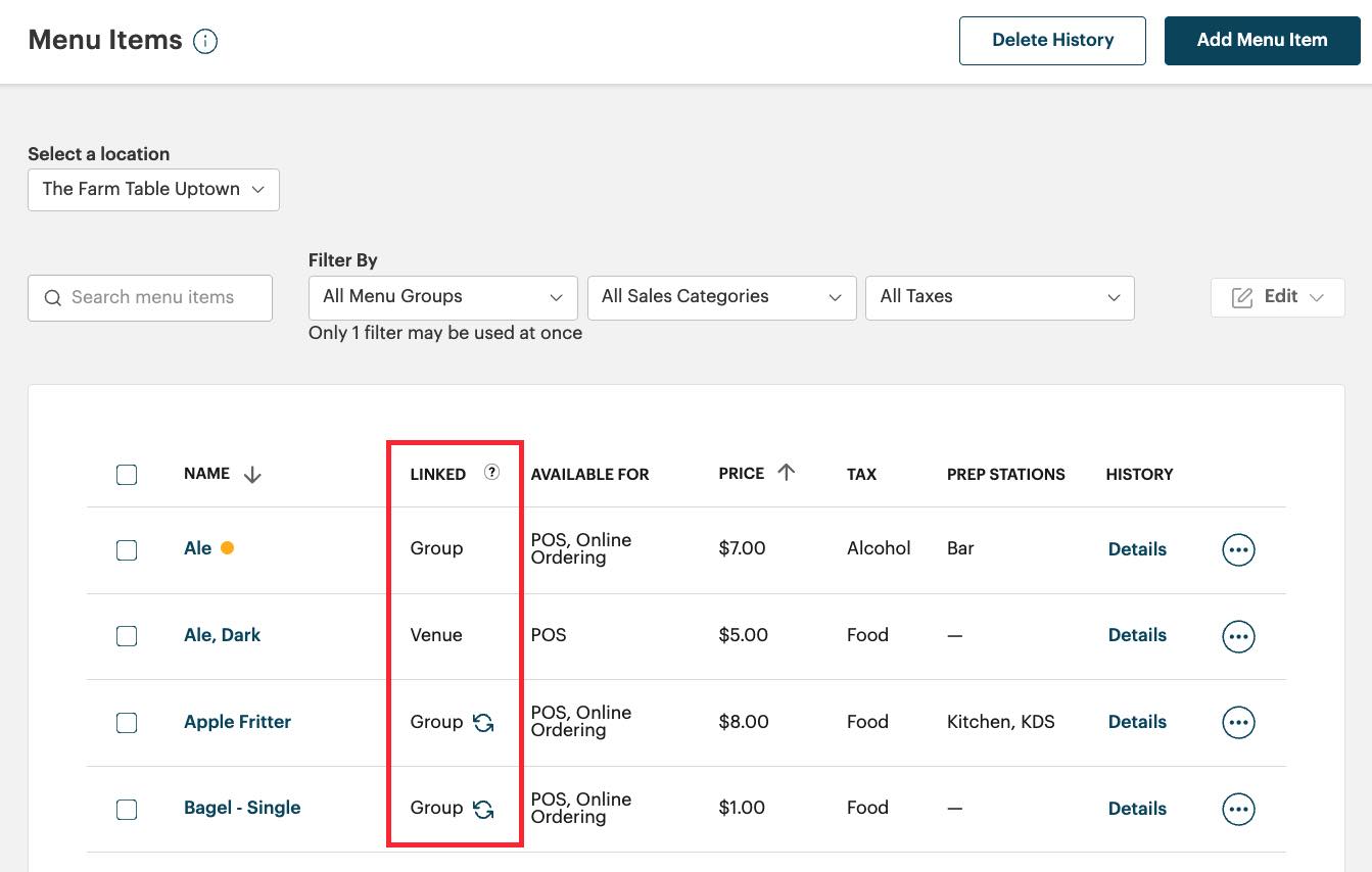 Menu Management: Menu Items