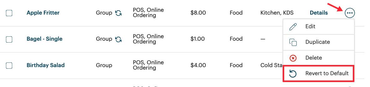 Menu Management: Menu Items