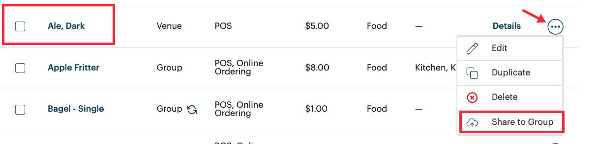 Menu Management: Menu Items