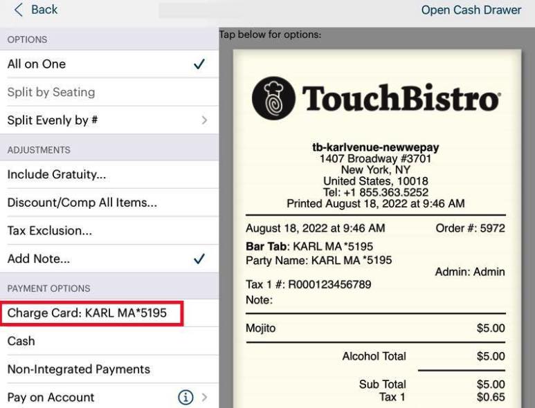 Starting and Closing Bar Tabs with TouchBistro - Payrix