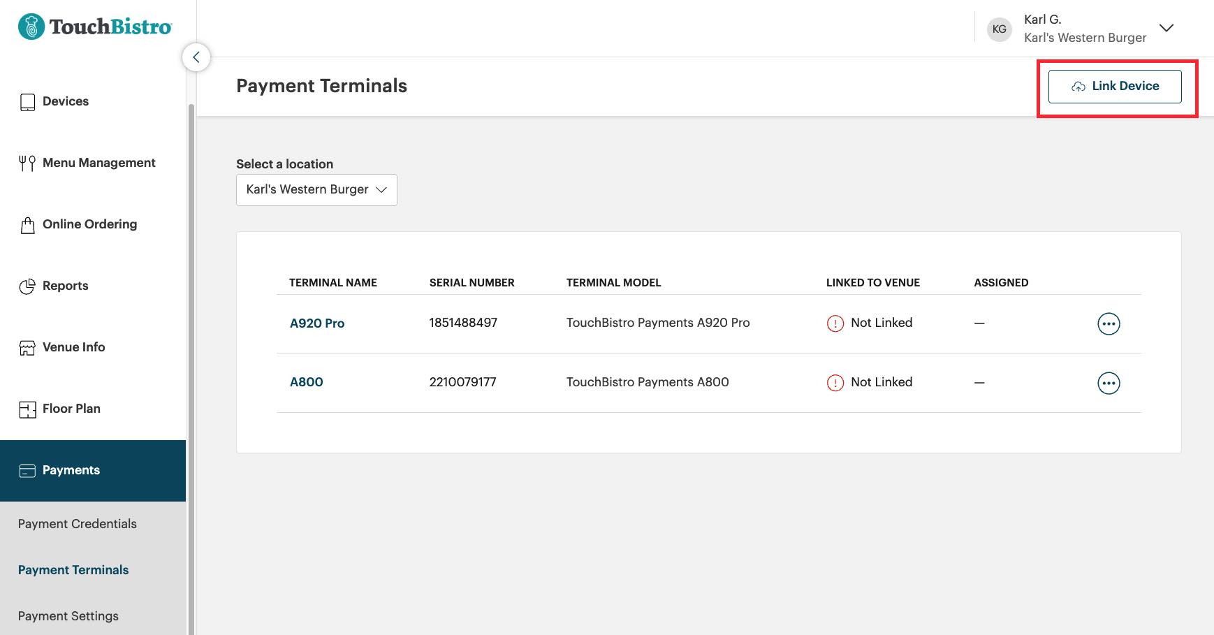 Setting Up PAX Pay-at-Table for TouchBistro Payments