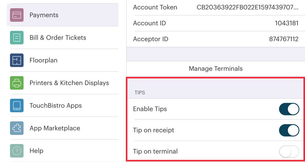 Setting Up the TouchBistro - Payrix Link/2500