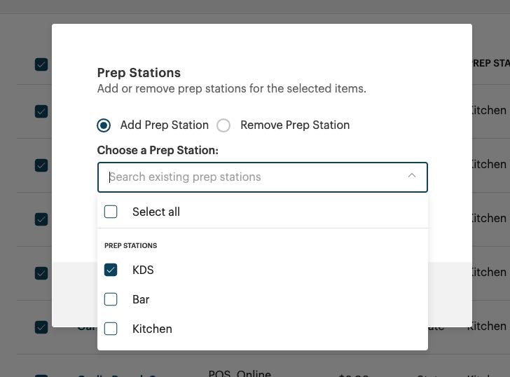 Menu Management: Prep Stations