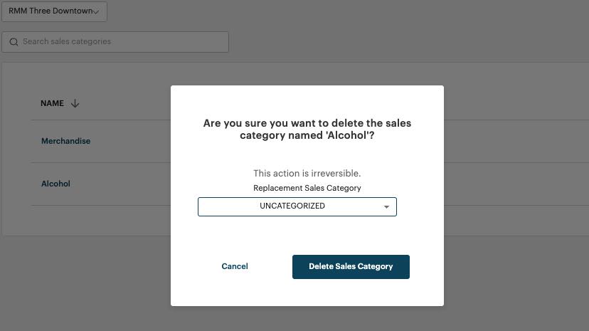 Menu Management: Sales Categories
