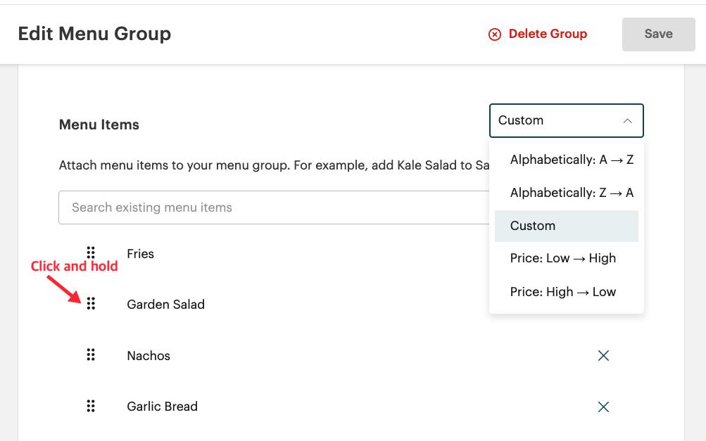 Menu Management: Menu Groups