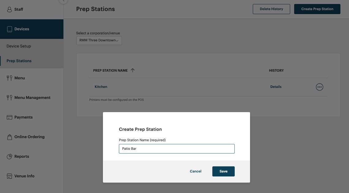 Menu Management: Prep Stations