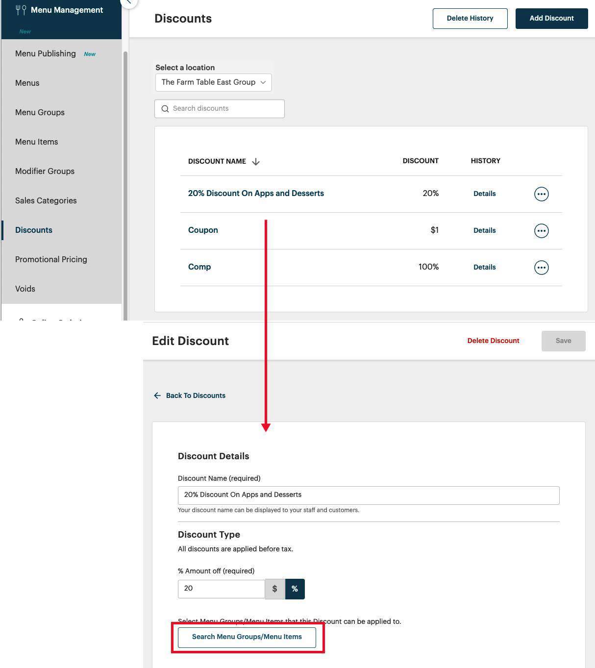 Menu Management: Promotional Pricing