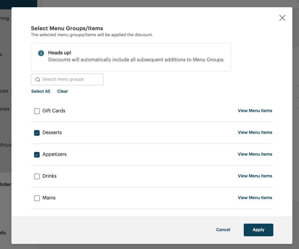 Menu Management: Promotional Pricing
