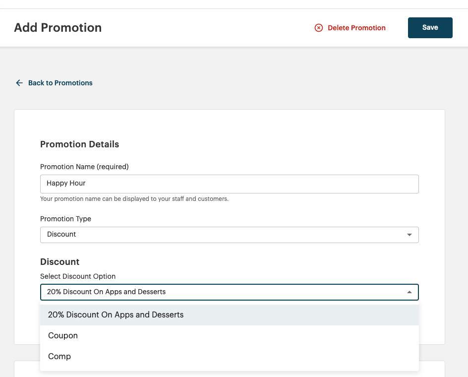 Menu Management: Promotional Pricing