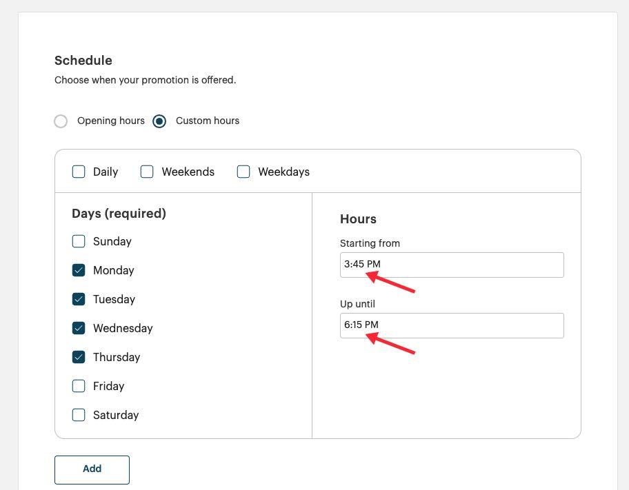 Menu Management: Promotional Pricing