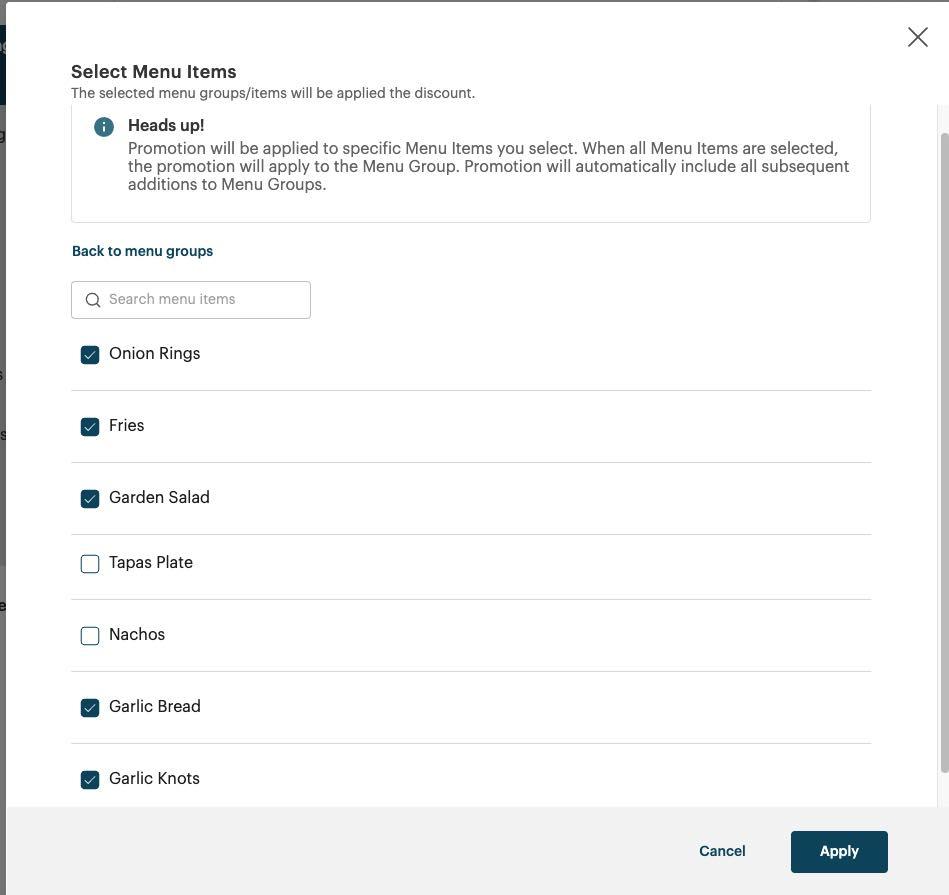 Menu Management: Promotional Pricing