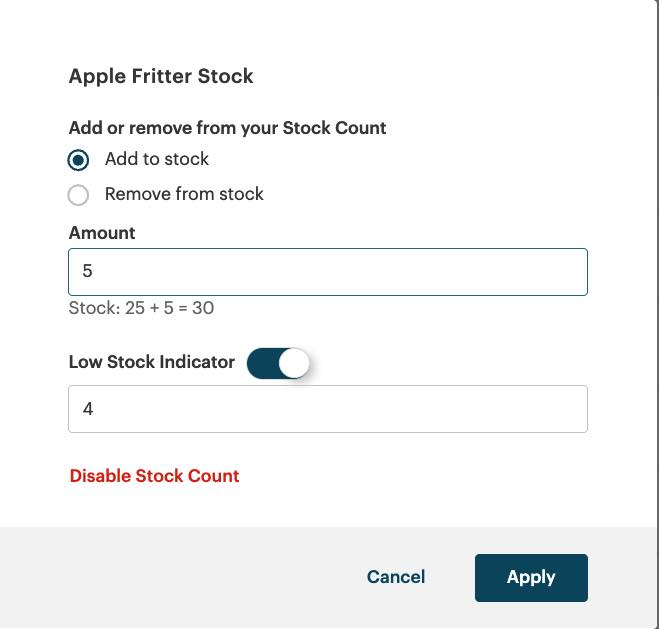 Menu Management: Stock Availability
