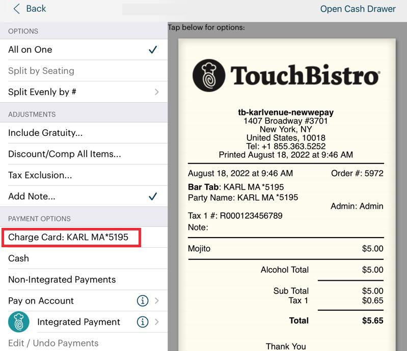 How Do I Start a Bar Tab Using TouchBistro Payments?