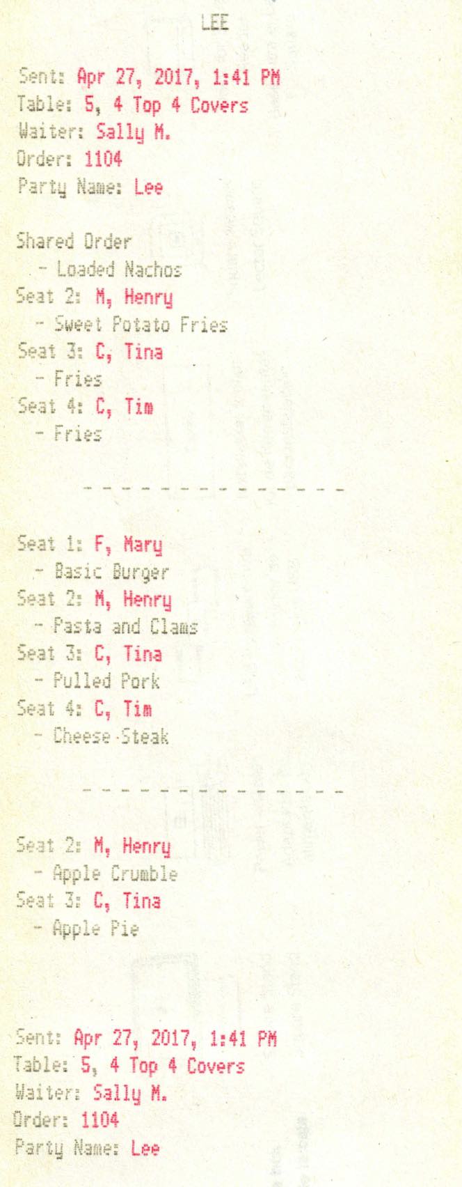 What Do Kitchen Tickets and Receipts Look Like When Printed?